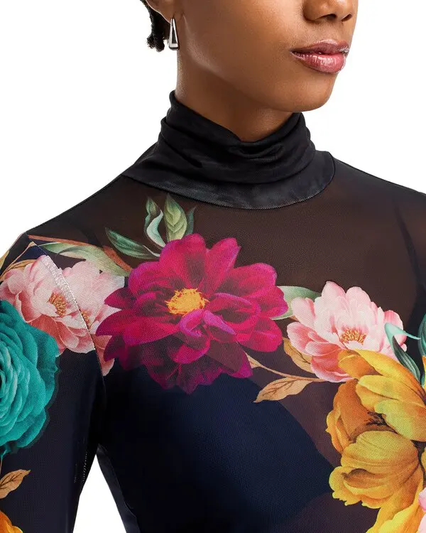 AFRM Zadie Mesh Floral Print Top
