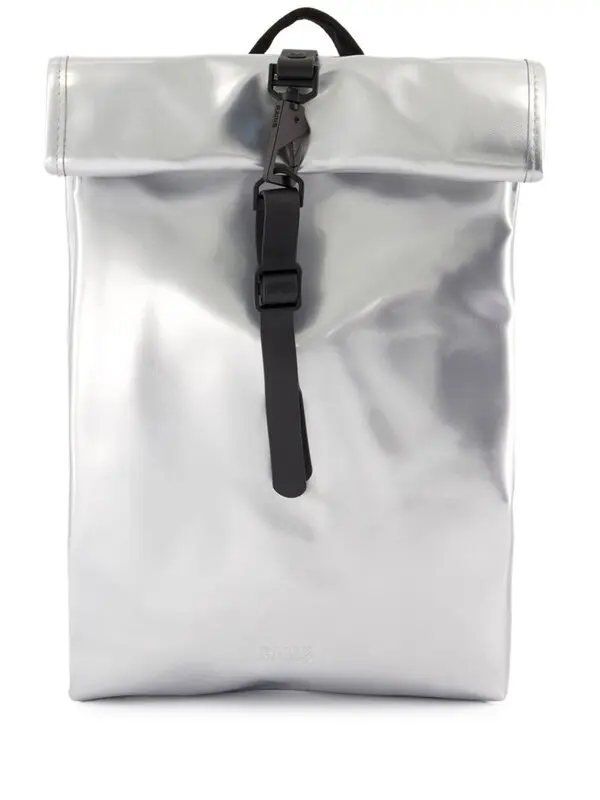 Rains Metallic Silver Backpack Shop Rains W3 Patent Shell Micro Backpack on Sale at  main image 4