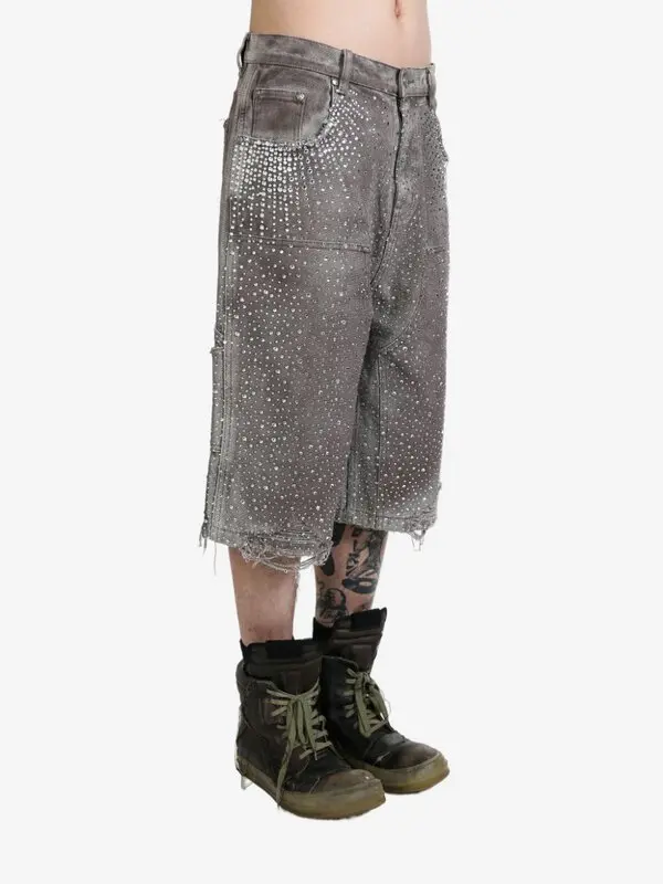 BIRTH OF ROYAL CHILD Crystal-embellished Denim Shorts - Brown
