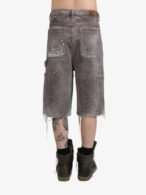 BIRTH OF ROYAL CHILD Crystal-embellished Denim Shorts - Brown