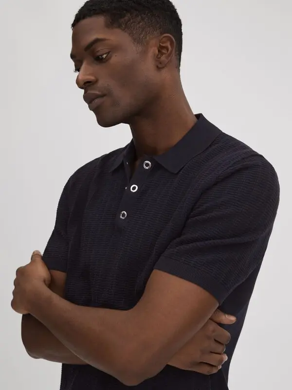 REISS Pascoe Textured Modal Blend Polo Shirt