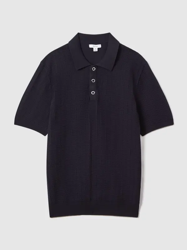 REISS Pascoe Textured Modal Blend Polo Shirt
