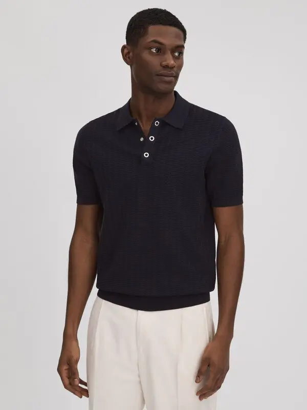 REISS Pascoe Textured Modal Blend Polo Shirt