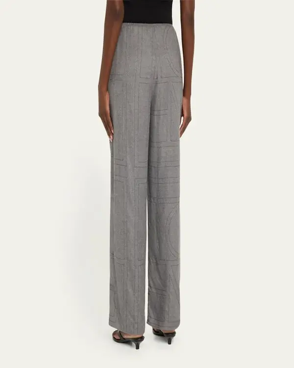 TOTEME Monogram Flannel Pajama Bottoms - Dark Grey