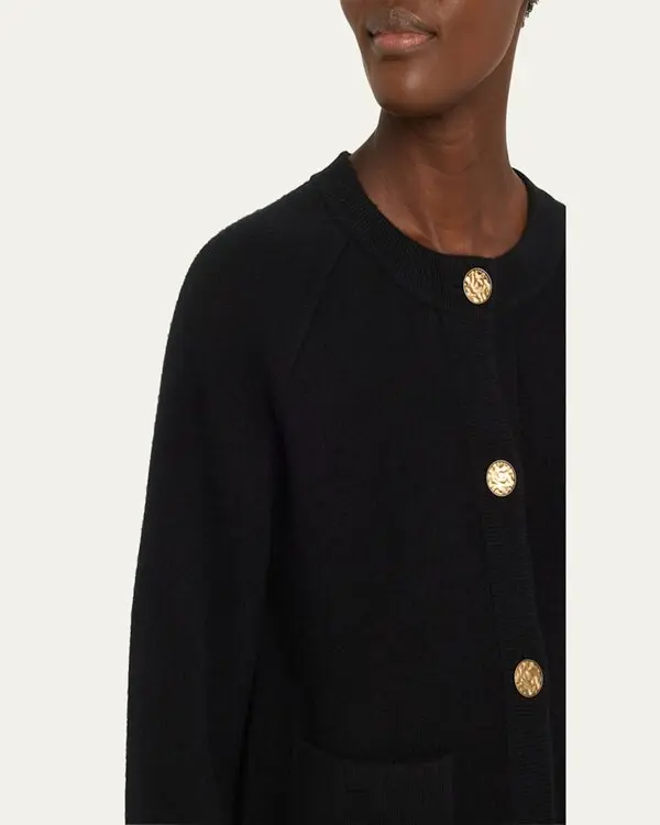 TOTEME Hammered Button Wool Cashmere Cardigan - Black