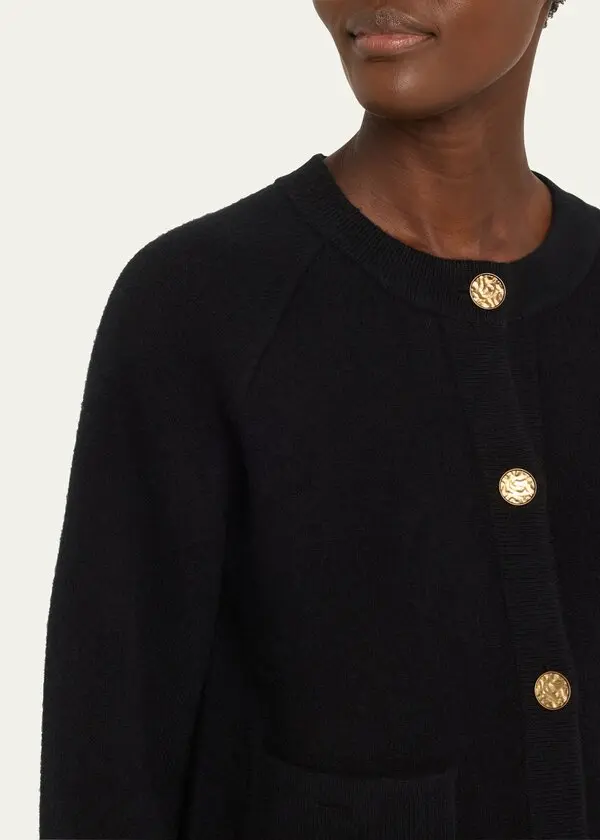 TOTEME Hammered Button Wool Cashmere Cardigan - Black