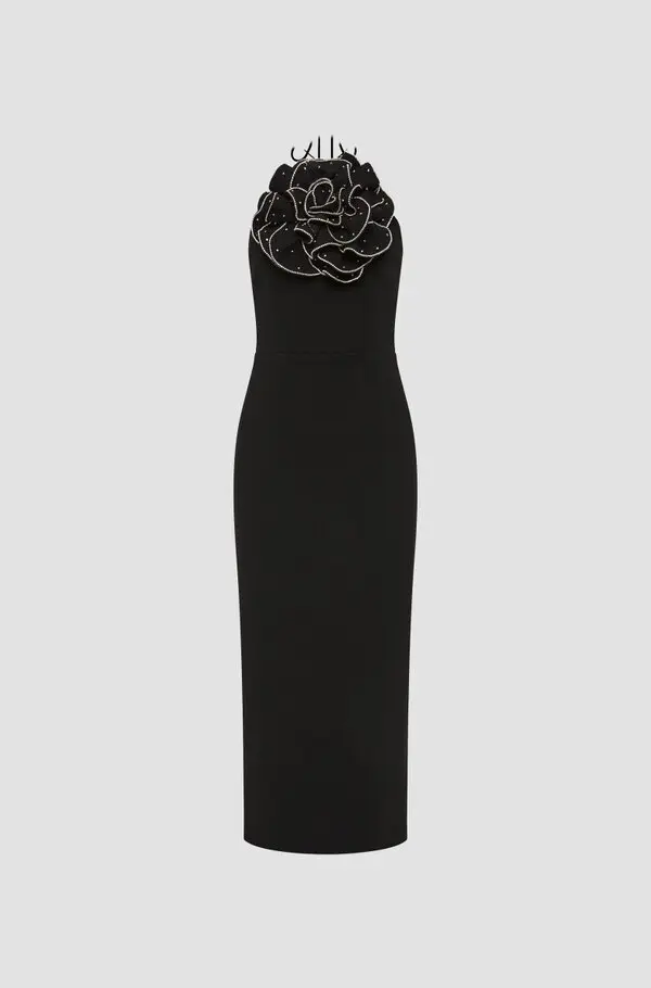 Rebecca Vallance Eliana Floral Halterneck Midi-dress - Black