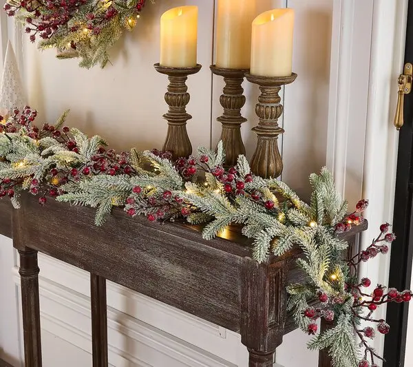 BETHLEHEM LIGHTS As Is Illuminated Frosted Berry 6'garland - One-color
