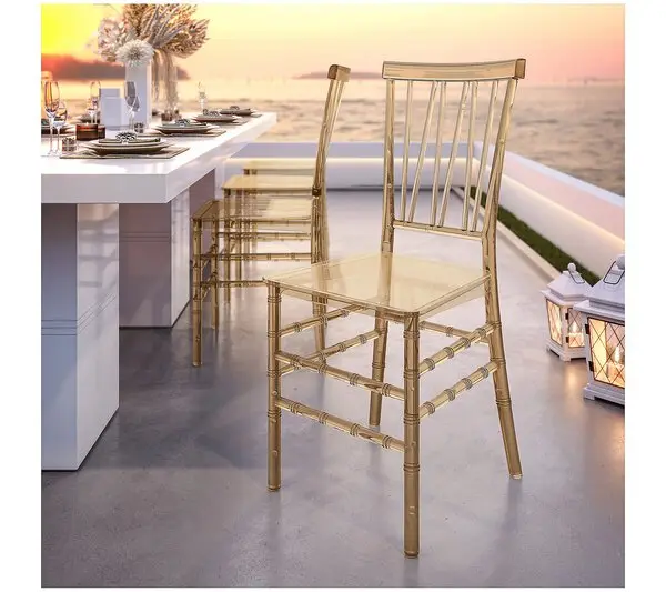 TECHNI HOME Set Of 4 Stackable Chiavari Style A Rylic Chairs