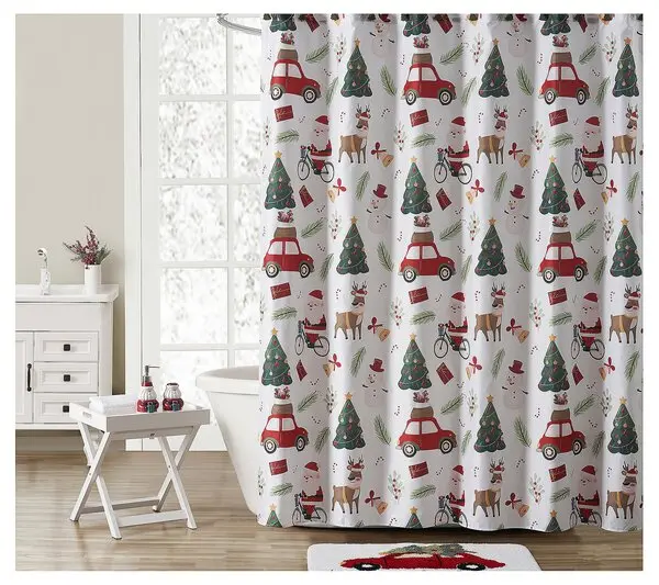 VCNY HOME 16-piece Santa Snowman Shower Curtain Bath Set - One-color