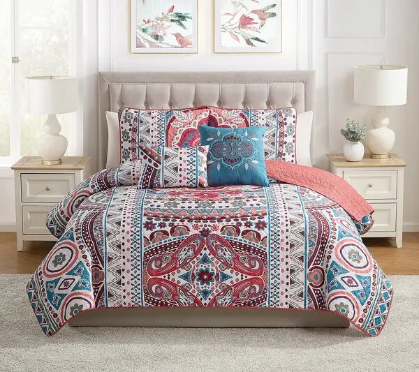 VCNY HOME Natasha Reversible Medallion Quilt Se T, King - One-color