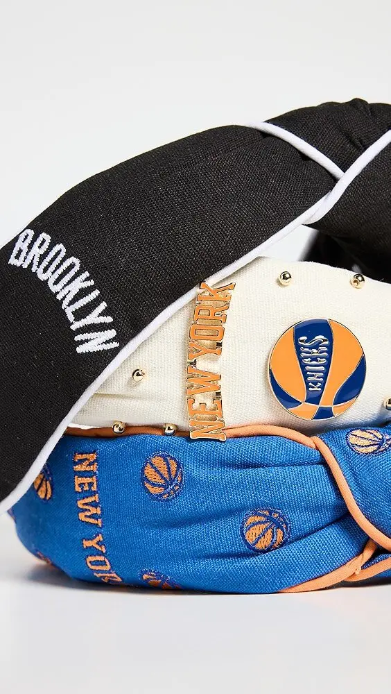 Lele x Brooklyn Nets Embroidered Headband Lele Sadoughi Lele x Brooklyn Nets Embroidered Headband  main image 4