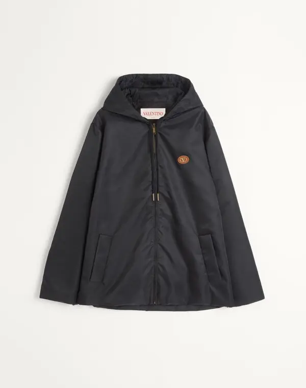 Valentino Garavani Hooded Nylon Windbreaker With Vlogo - Black