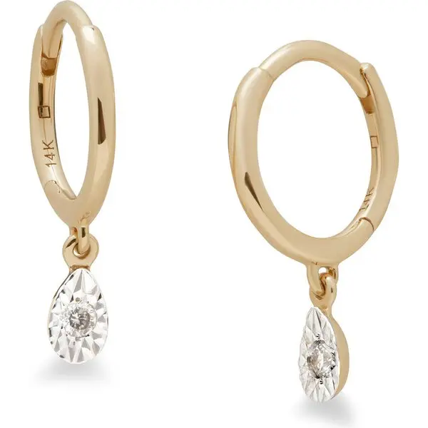 Monica Vinader Lab-grown Diamond Teardrop Huggie Hoop Earrings - 14k Gold