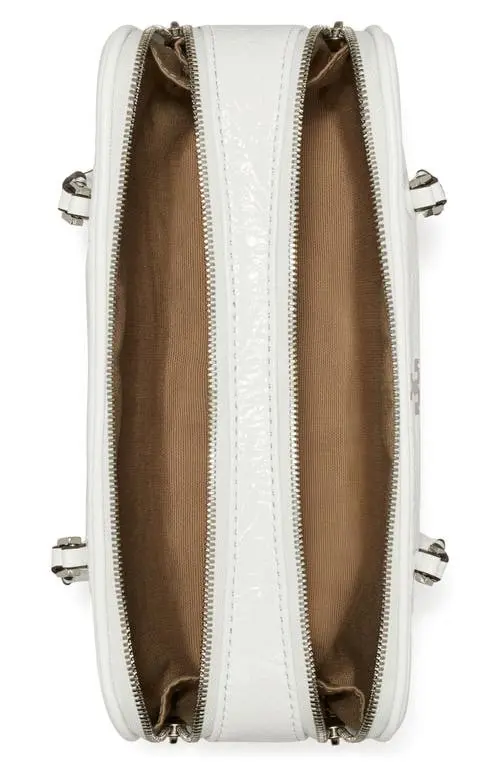 Tory Burch Micro Marshmallow T Monogram Crinkle Leather Satchel - White