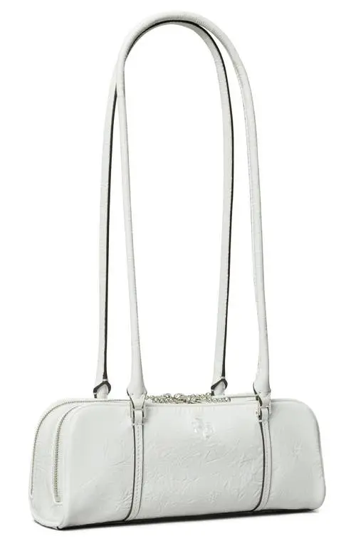 Tory Burch Micro Marshmallow T Monogram Crinkle Leather Satchel - White