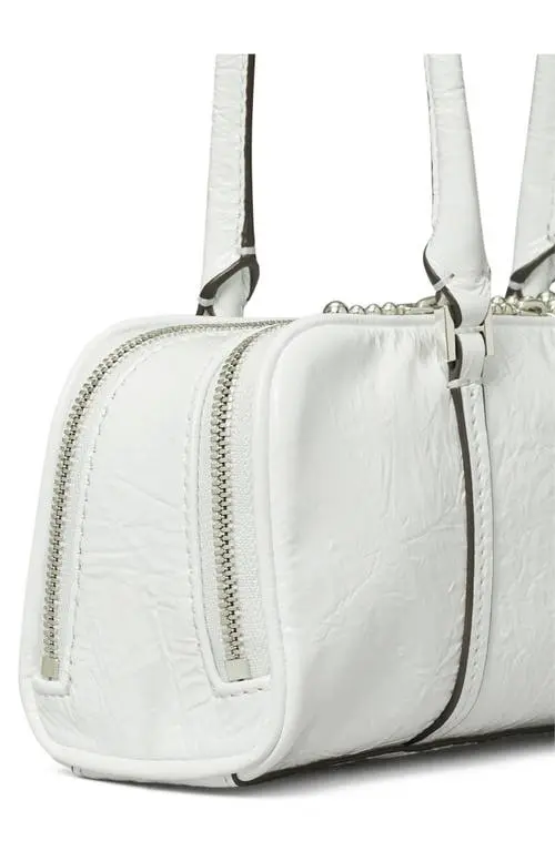 Tory Burch Micro Marshmallow T Monogram Crinkle Leather Satchel - White