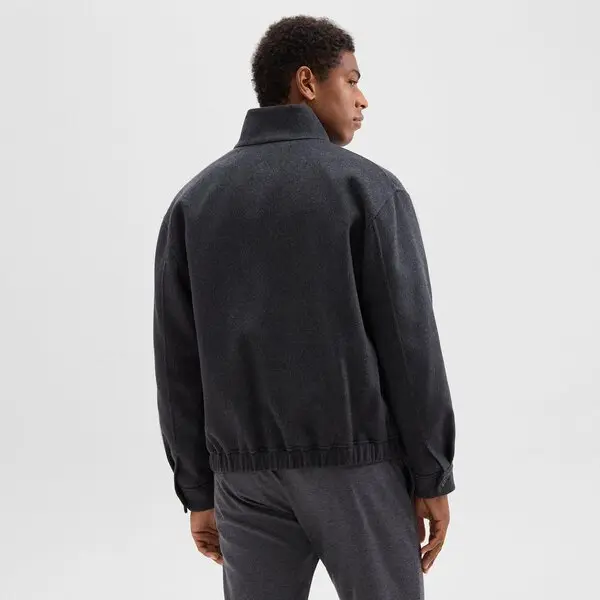 Theory Straight Jacket In Double-face Wool-cashmere - Dark Charcoal Melange