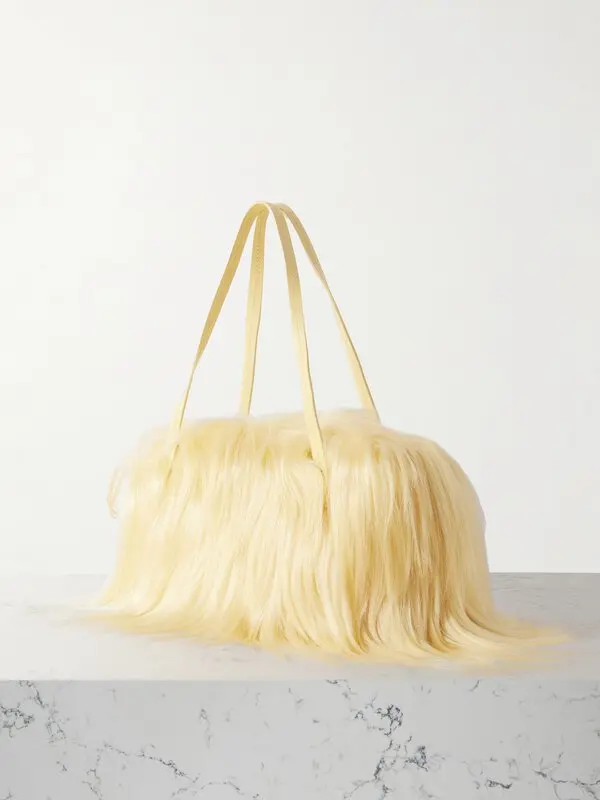 Jil Sander Goji Pillow Goat Hair Shoulder Bag - Yellow | Editorialist