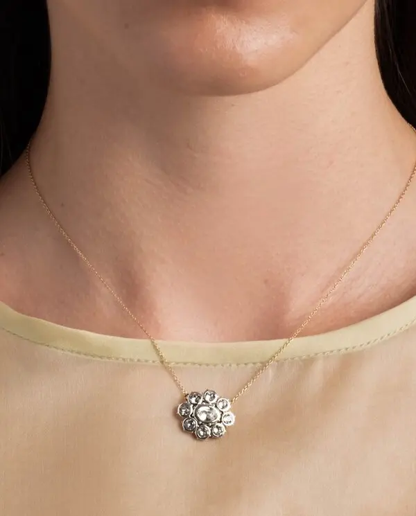 Alexis Bittar Sterling Silver & 14k Crystal Flower Necklace - Gold