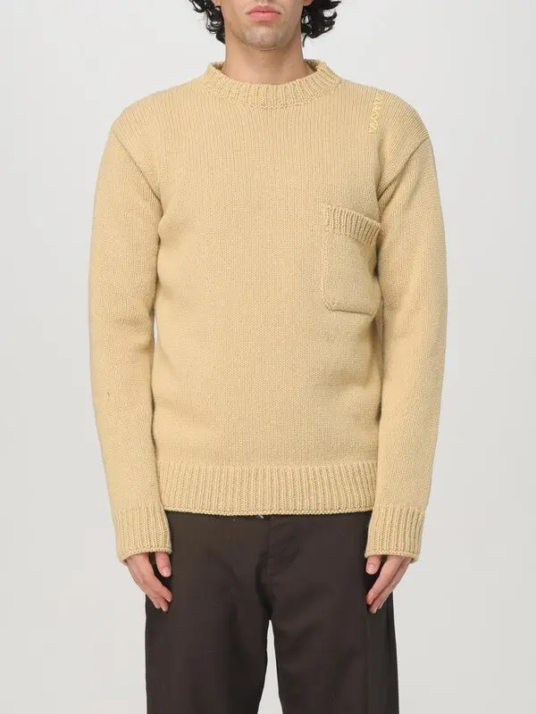Marni Crew Neck Sweater With Pocket - Yellow