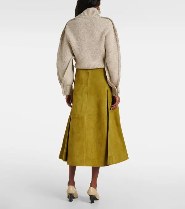 Bottega Veneta Suede Midi Skirt