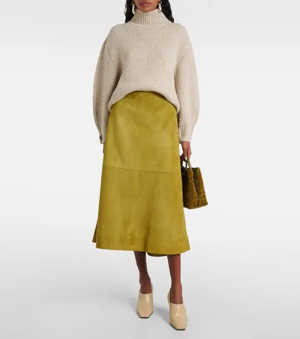 Bottega Veneta Suede Midi Skirt