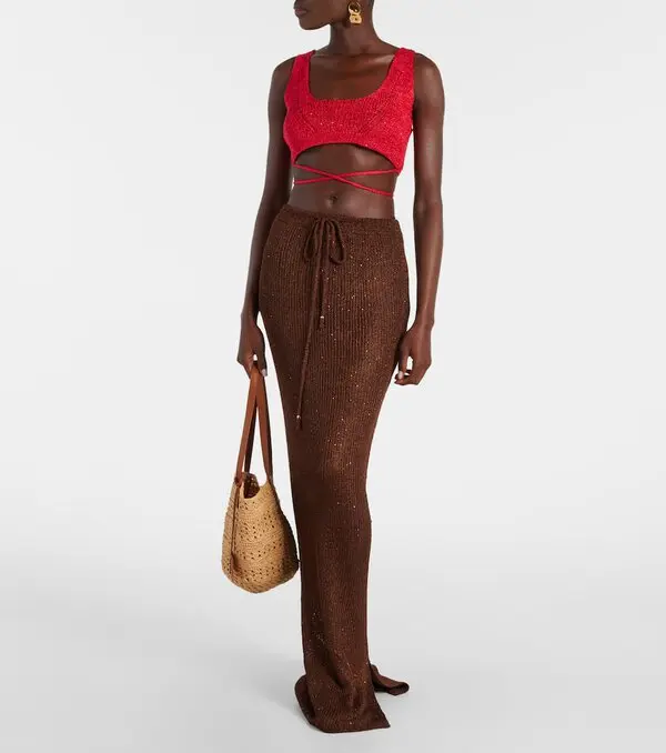 BANANHOT Alma Knitted Crop Top - Red