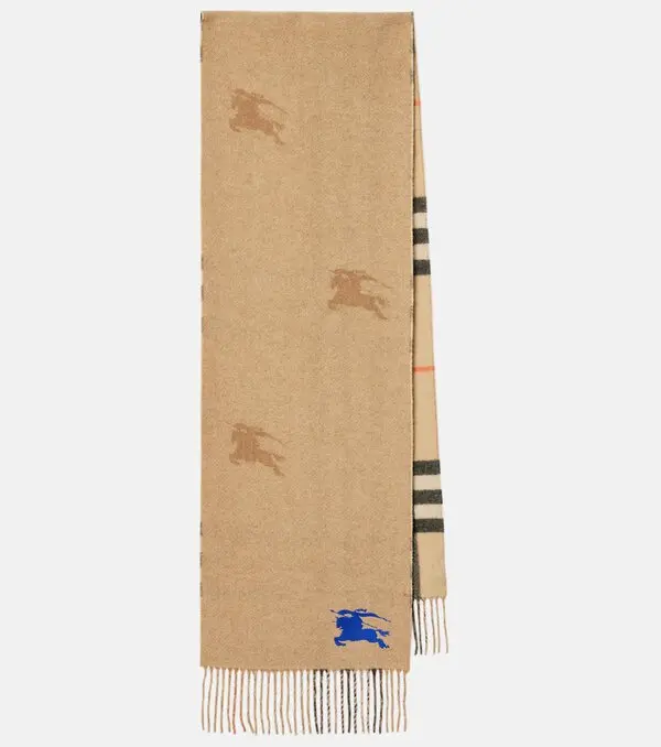 Burberry Check Ekd Cashmere Scarf - Beige