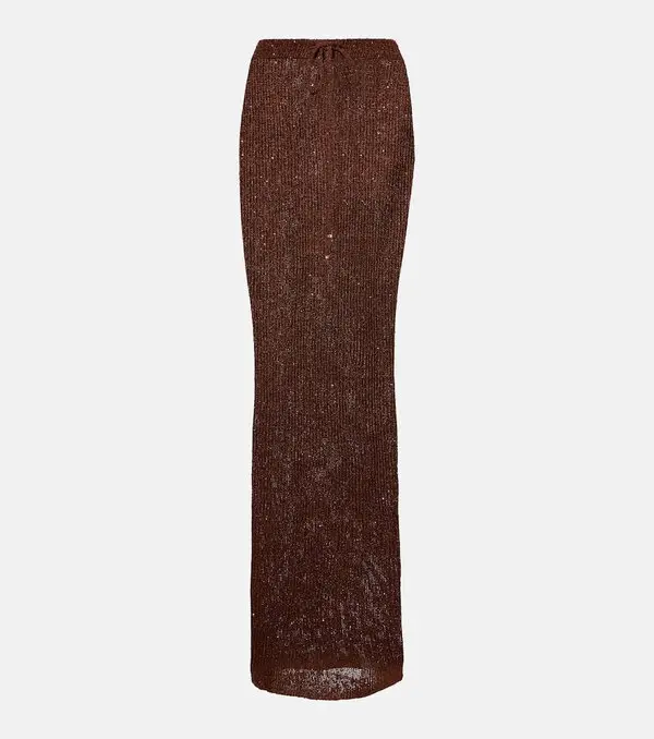 BANANHOT Alma Knitted Sequined Beach Cover-up - Brown