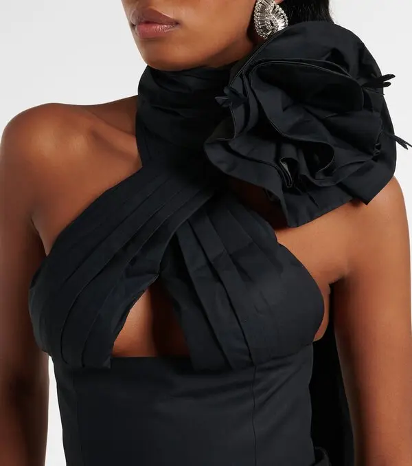 AREA Floral-appliqué Halterneck Top