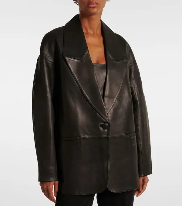 THE SEI Slouchy Leather Blazer