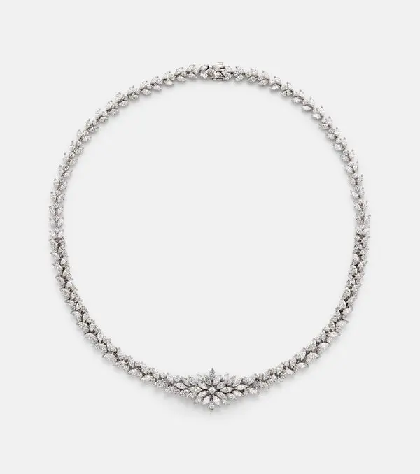 Yeprem 18kt White Gold Diamond Choker Necklace - Silver