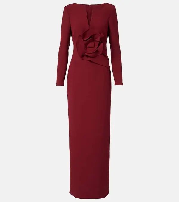 Roland Mouret Floral-applique Crepe Gown