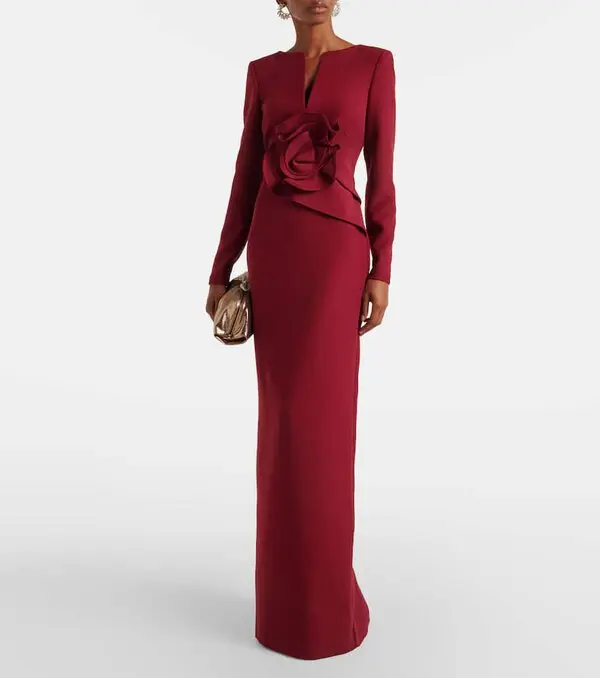 Roland Mouret Floral-applique Crepe Gown