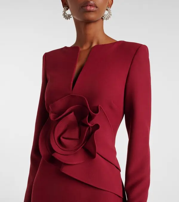 Roland Mouret Floral-applique Crepe Gown