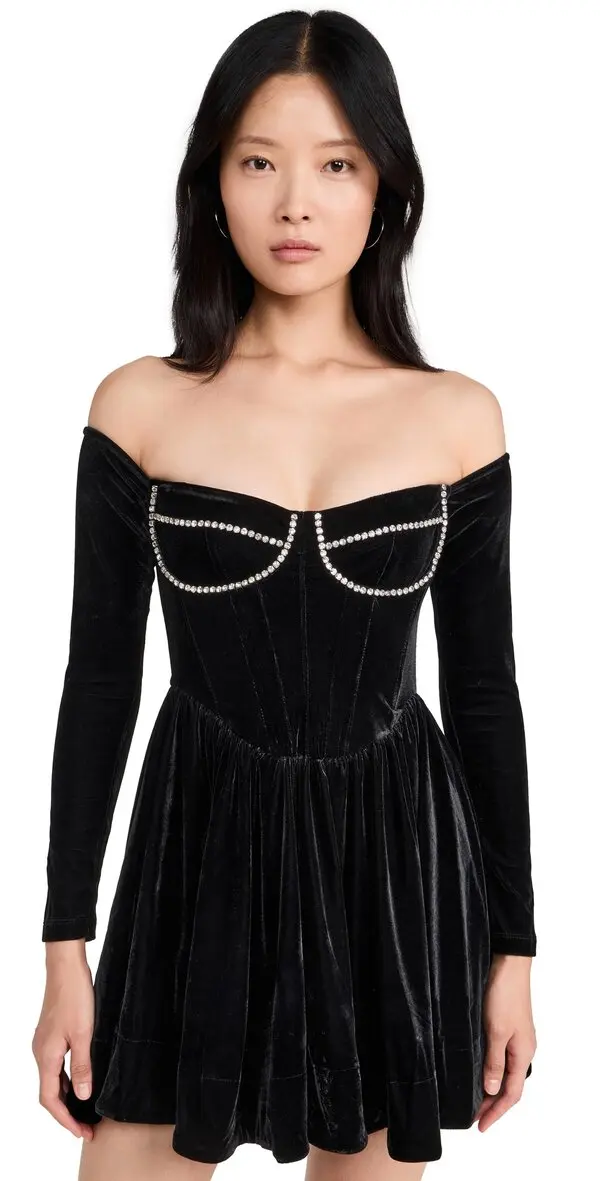 Bardot Emelyn Velour Mini Dress In Black - 80% Off | Editorialist