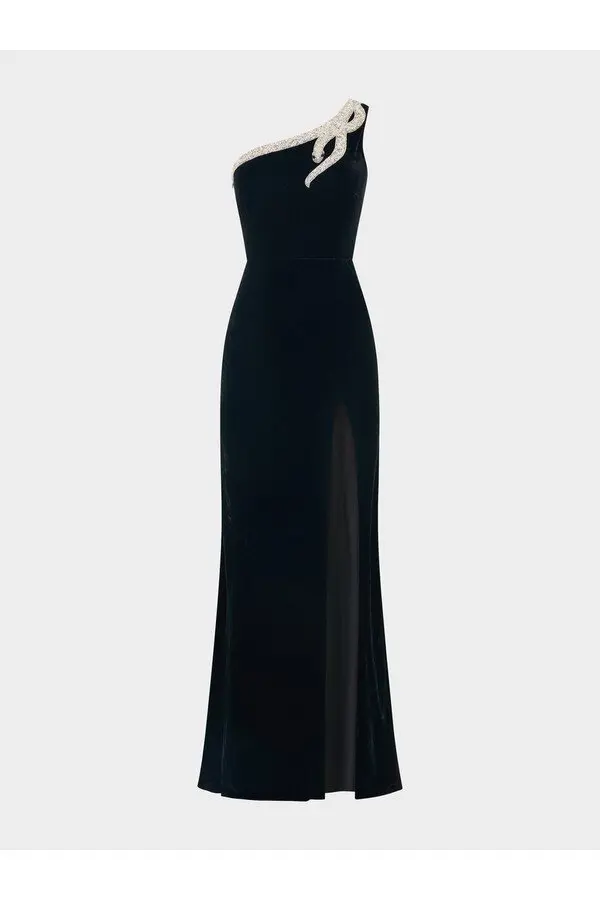 Saloni Justine B Serpentine Embroidered Maxi Dress - Black | Editorialist