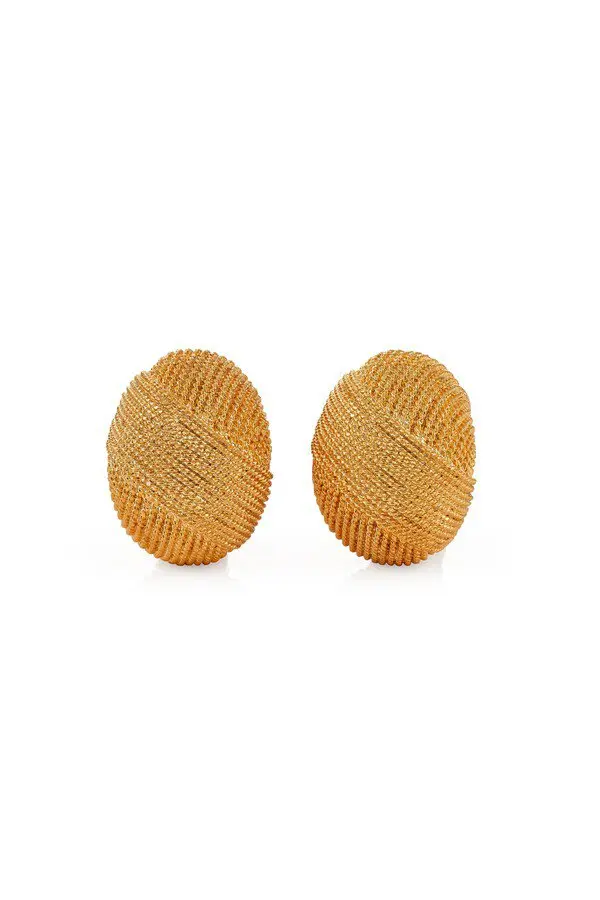 KENNETH JAY LANE Textured Clip Earrings - Gold