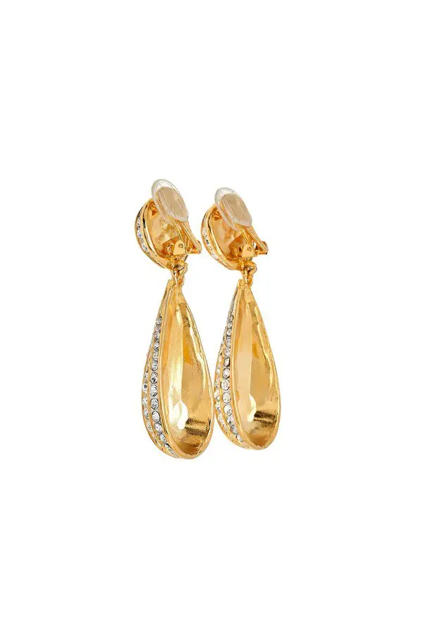 KENNETH JAY LANE Ribbed Button Clip On Drop Earrings