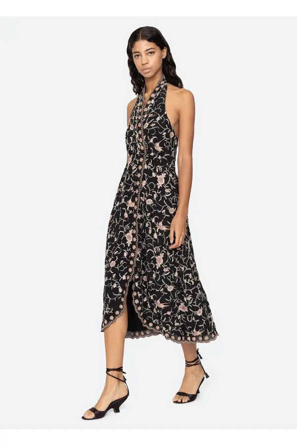Sea Lacey Embroidered Dress In Black - 50% Off | Editorialist