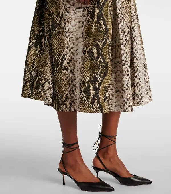 Oscar De La Renta Snake-effect Cotton-blend Poplin Gown - Grey
