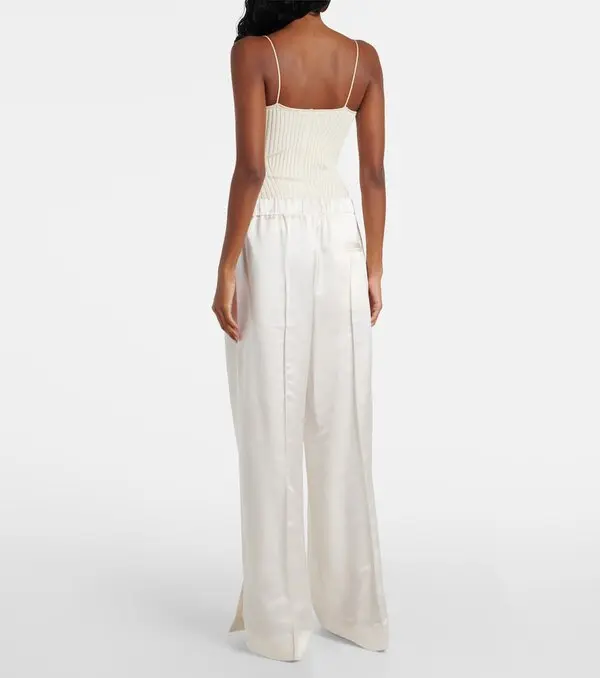 JIL SANDER High-rise Wide-leg Satin Pants - White