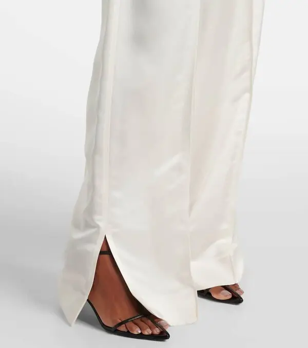 JIL SANDER High-rise Wide-leg Satin Pants - White