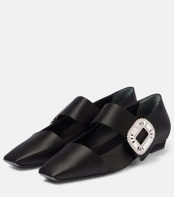 ROGER VIVIER Belle Vivier Embellished Satin Flats