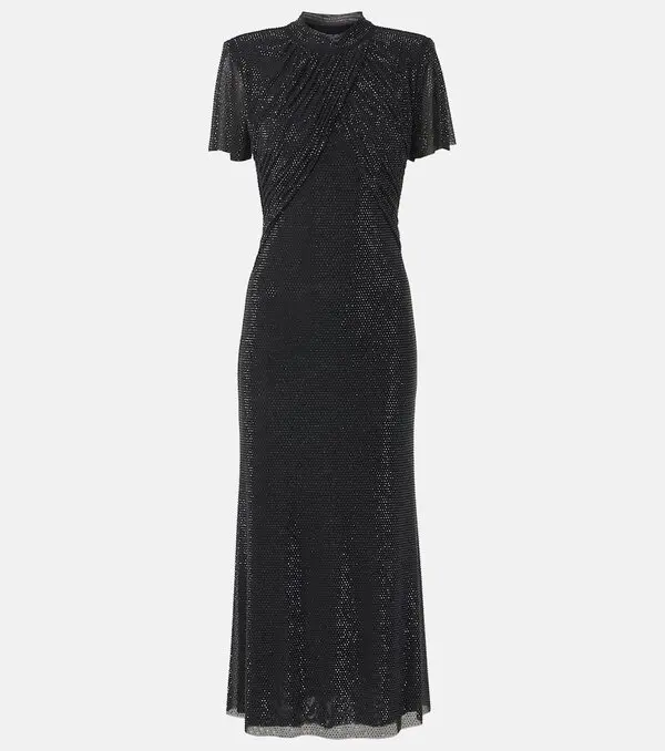 SELF-PORTRAIT Rhinestone-embellished Midi Dress