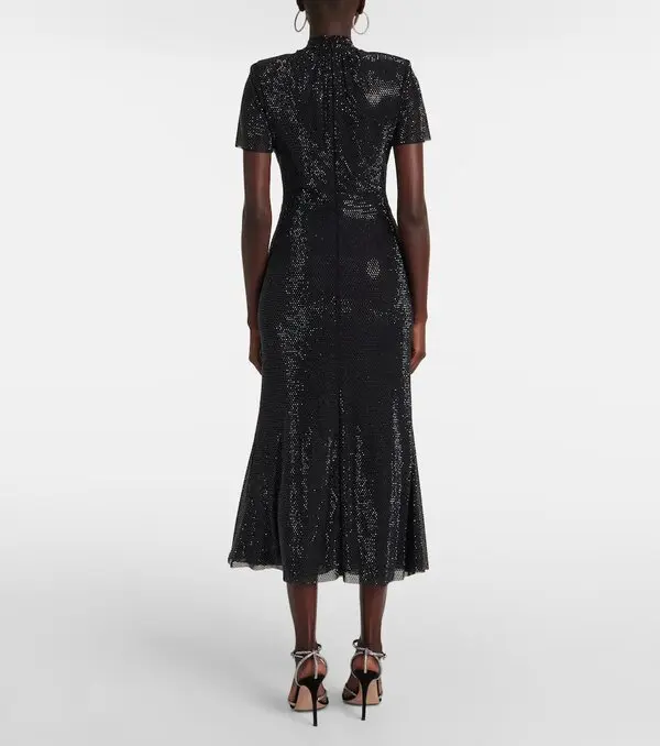 SELF-PORTRAIT Rhinestone-embellished Midi Dress