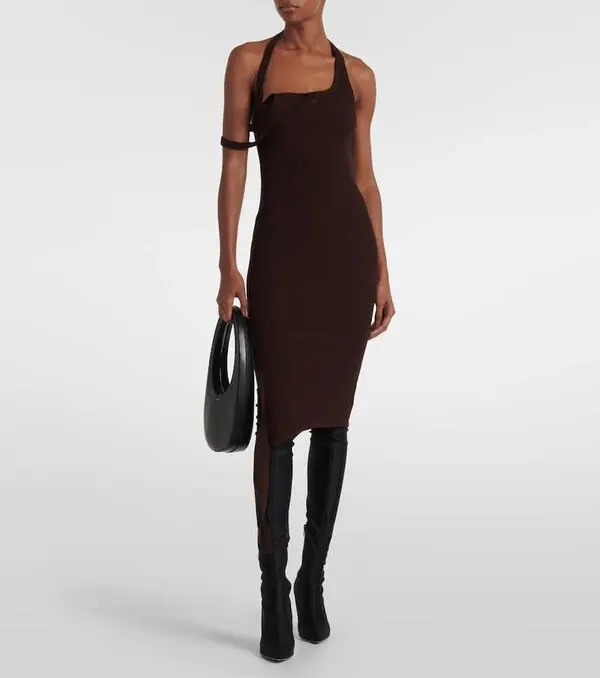 COURREGES Courrèges Undressed Ribbed-knit Midi Dress - Black