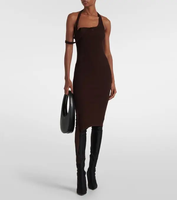 COURREGES Courrèges Undressed Ribbed-knit Midi Dress - Black