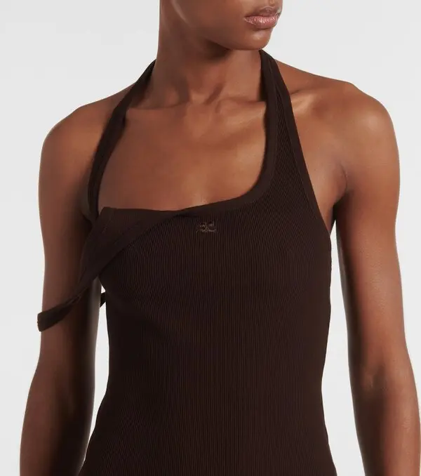 COURREGES Courrèges Undressed Ribbed-knit Midi Dress - Black